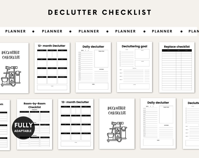 EDITABLE Declutter Check List Printable Planner Canva Cleaning ...