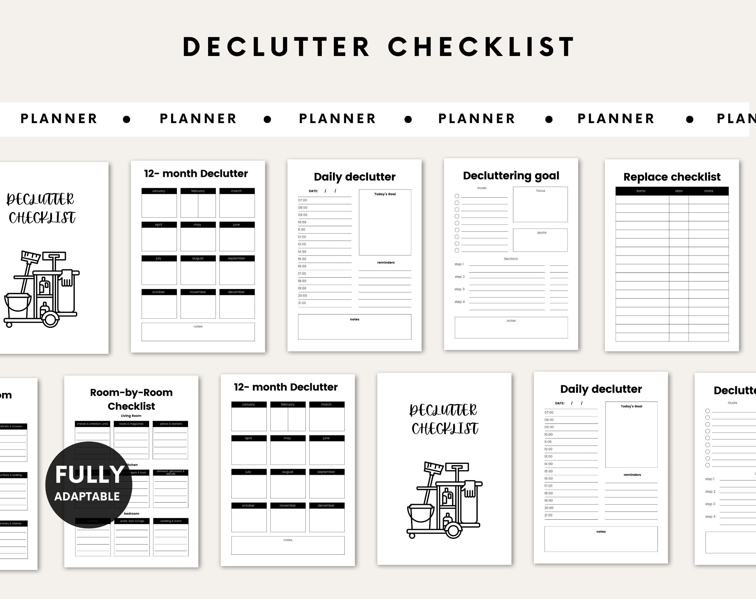 EDITABLE Declutter Check List Printable Planner Canva Cleaning ...