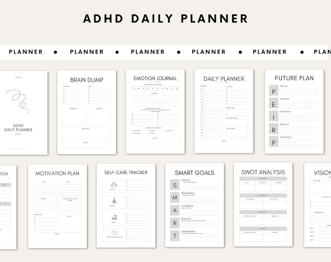 ADHD Daily Editable Planner ADHD Printable Planner ADHD Journal ADHD ...