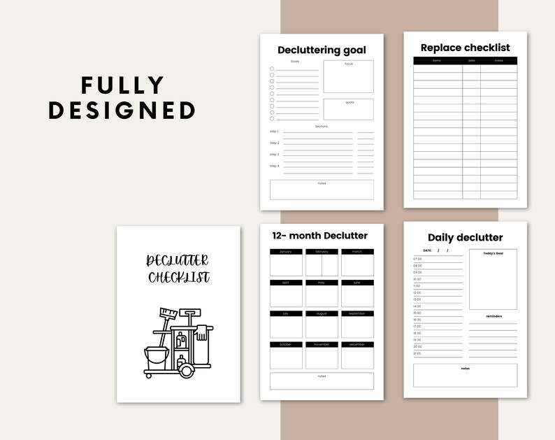 EDITABLE Declutter Check List Printable Planner Canva Cleaning Checklist Declutter Planner ...