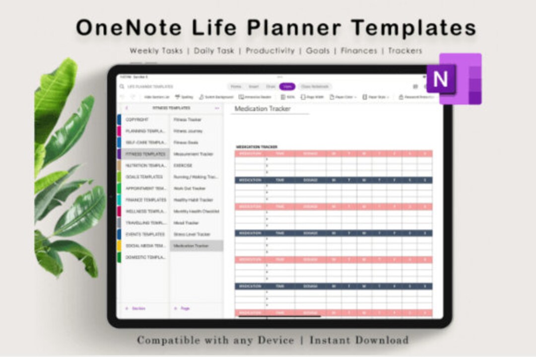 Onenote Life Planner Template Onenote Daily Planner Onenote Calendar ...