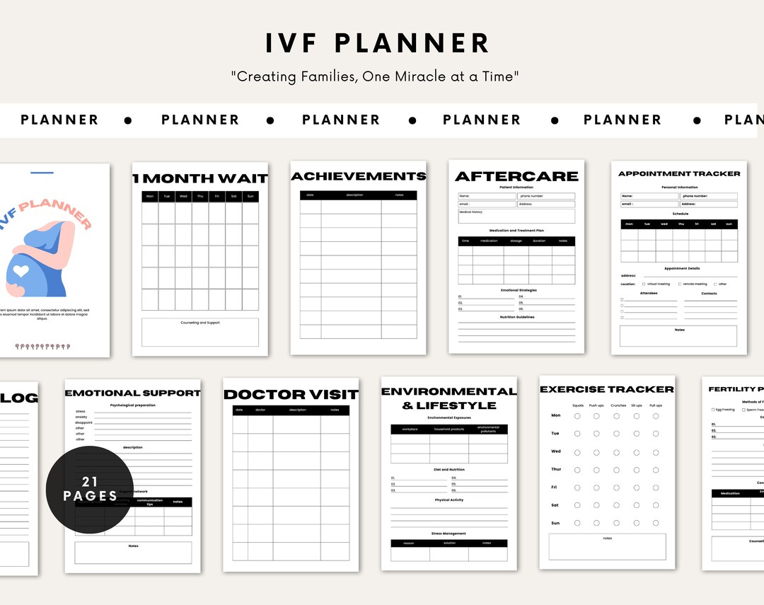 EDITABLE Ivf Printable Planner Canva IVF Planner IVF Journal Fertility ...