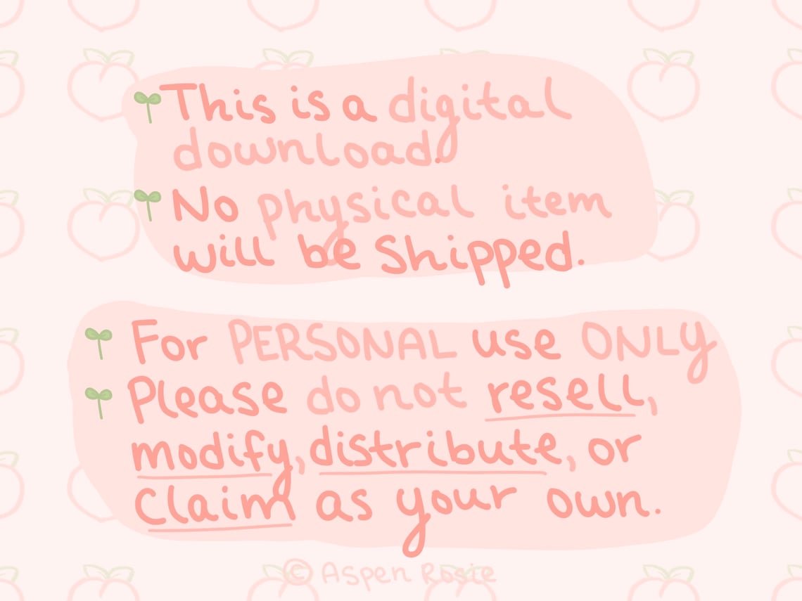 Cute Peach Undated Printable Calendar / Cute Digital Calendar / Kawaii ...