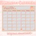 Cute Peach Undated Printable Calendar / Cute Digital Calendar / Kawaii ...