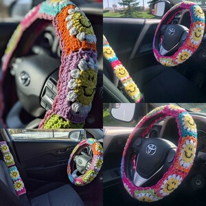 Smiley Face Steering Wheel Cover PATTERN PDF | Seat Belt Covers ...