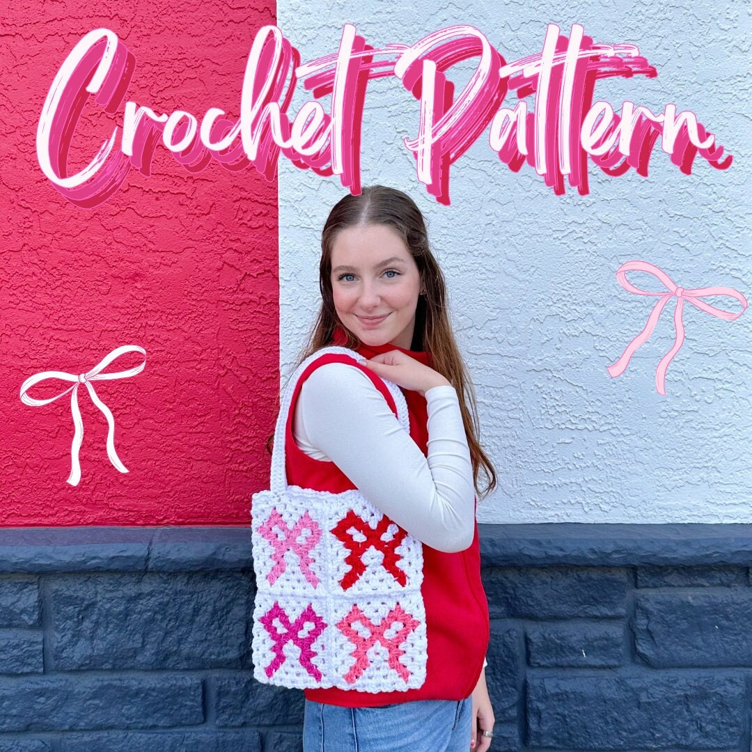 Ribbon Tote Crochet PATTERN PDF | Bow Tote Bag - Etsy