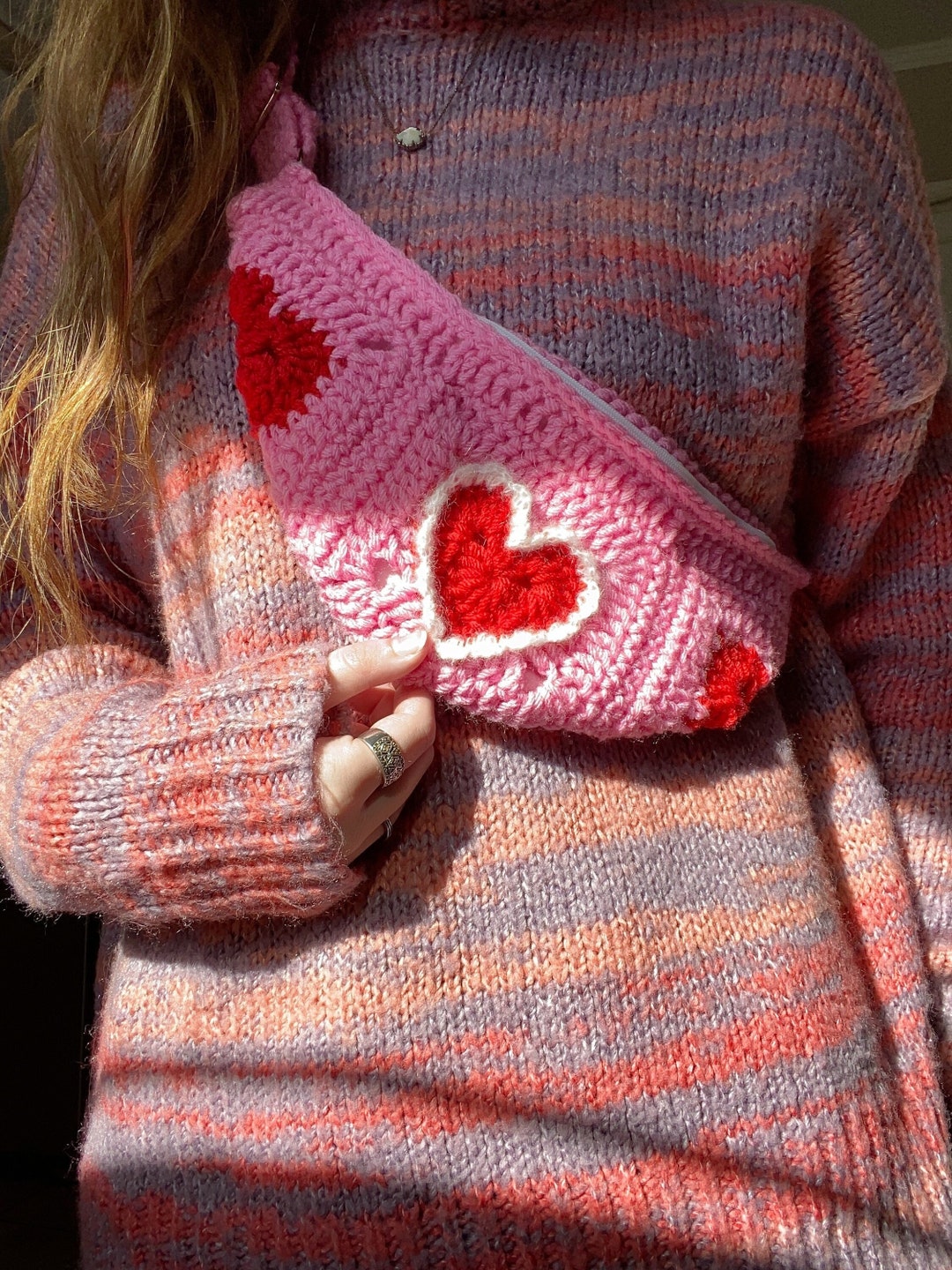 Pink + Red Heart Crossbody Bag | Fanny Pack, Bum Bag, Sling Bag - Etsy