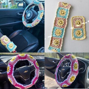 Smiley Face Steering Wheel Cover PATTERN PDF | Seat Belt Covers ...