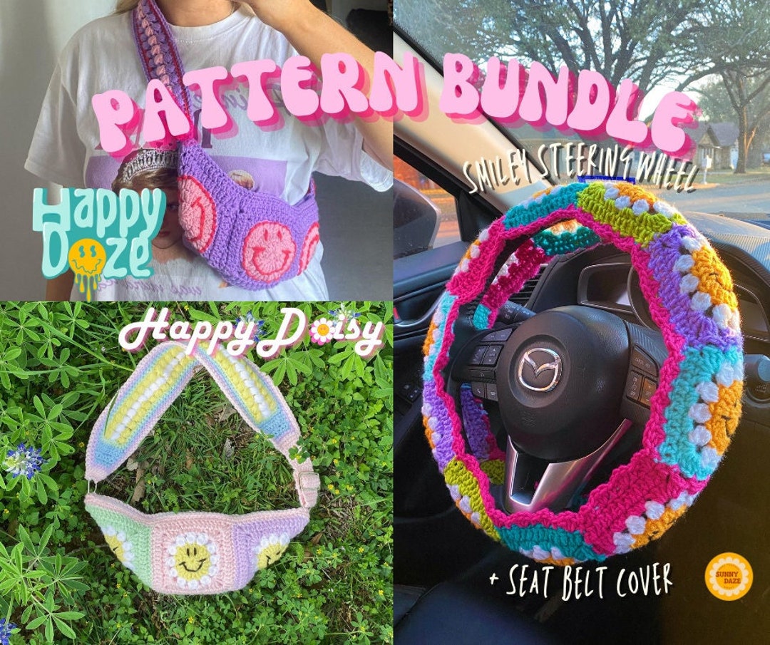 SMILEY PATTERN BUNDLE | Steering Wheel Cover, Happy Daisy + Daze - Etsy