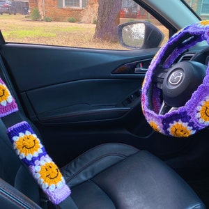 Smiley Face Steering Wheel Cover PATTERN PDF | Seat Belt Covers ...