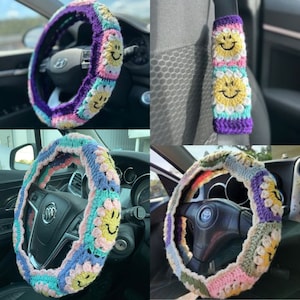 Smiley Face Steering Wheel Cover PATTERN PDF | Seat Belt Covers ...