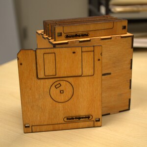 Floppy Disk Coaster With 6 Slot Holder SVG PDF DXF - Etsy