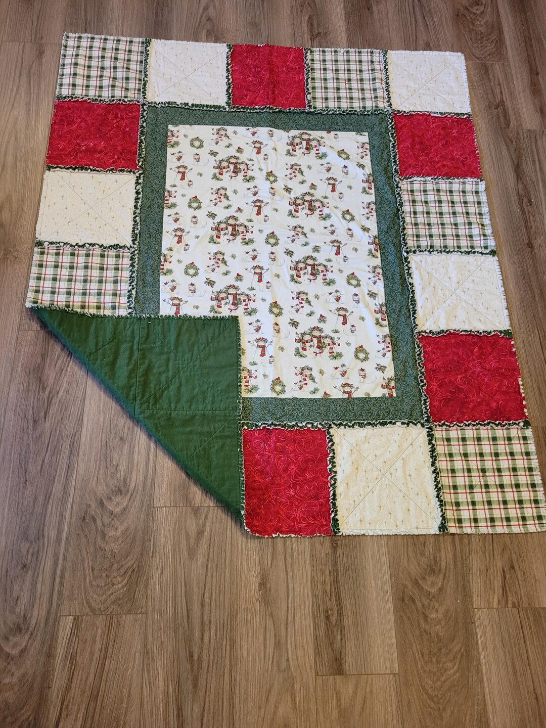Country Christmas Rag Quilt - Etsy
