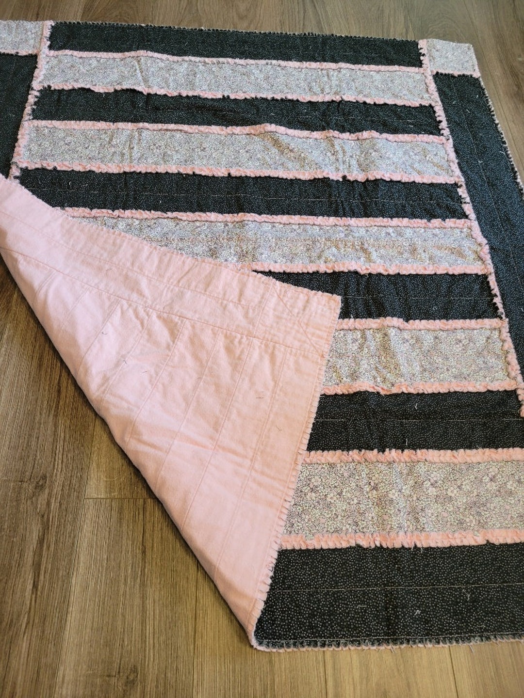Black and Pink Rag Quilt - Etsy