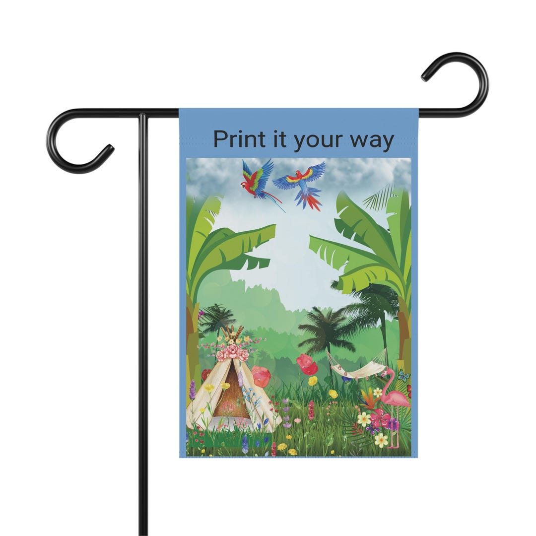 Garden Flag, Tropical Trees Illustration, Outdoor House Banner, Vibrant ...