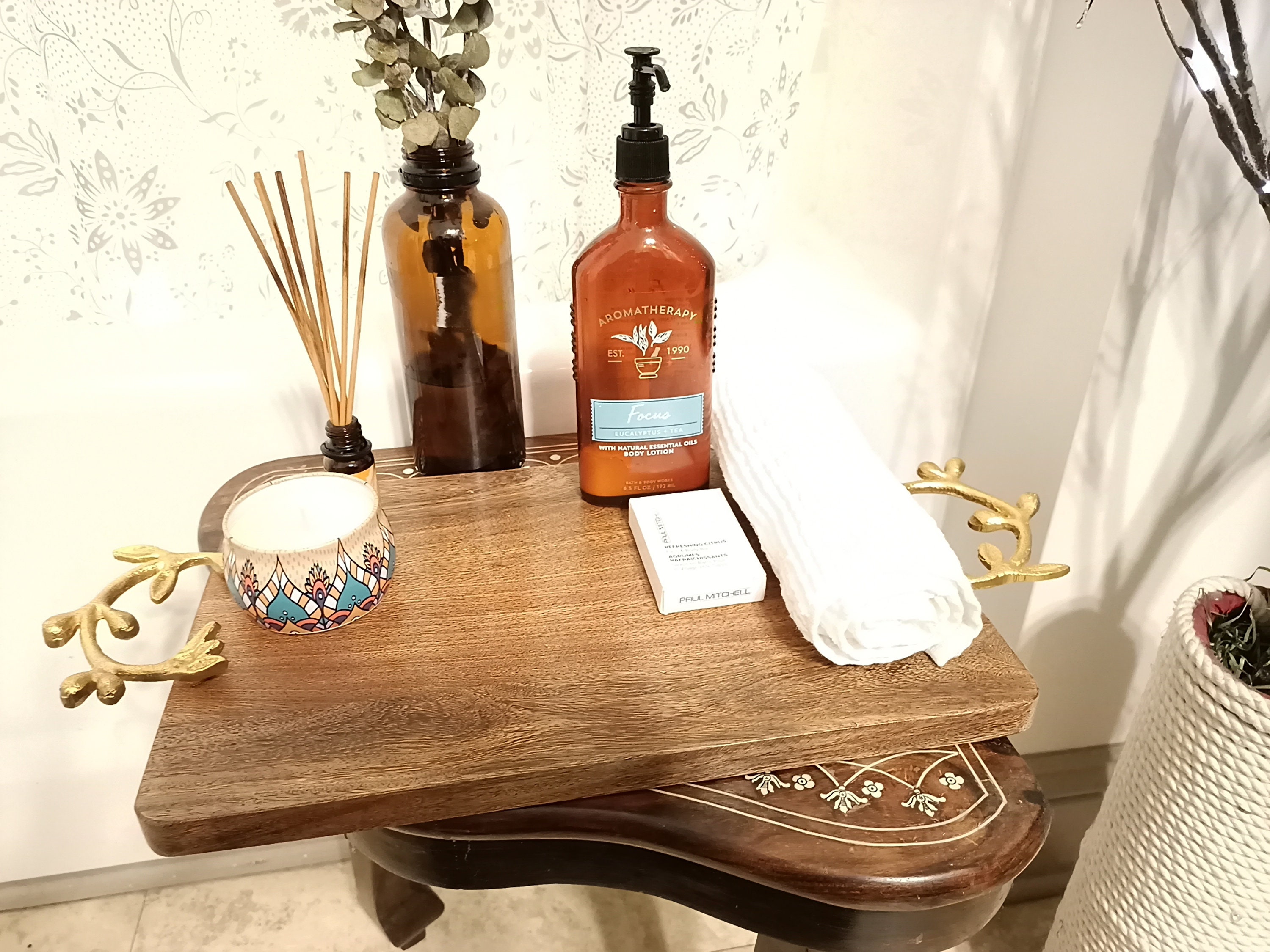Charcuterie Serving Tray Mango Wood With Brass Handles Vanity Tray ...
