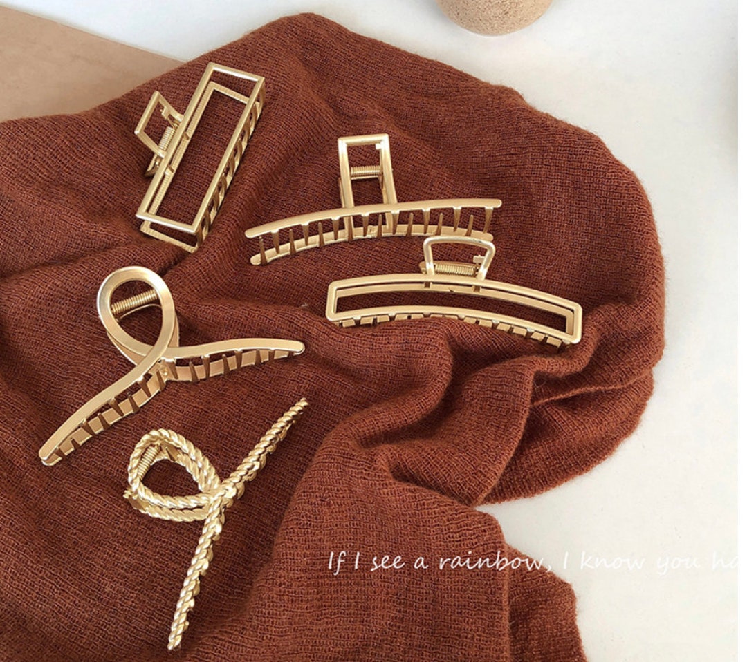 Matte Gold Metal Hair Clips Metal Hair Clips Large Metal - Etsy