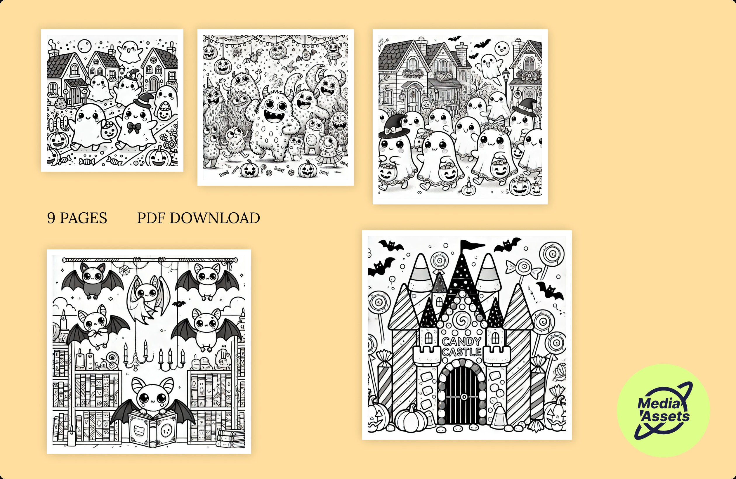 Spooky Cute 2!! Adorable Creepy Creatures Halloween Coloring Pages 9 ...