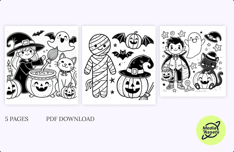 Spooky Cute: Adorable Creepy Creatures Halloween Coloring Pages 5 Pages ...
