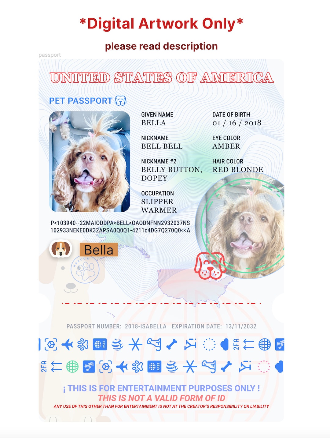 Custom Pet Passport Digital Copy Digital File - Etsy Canada