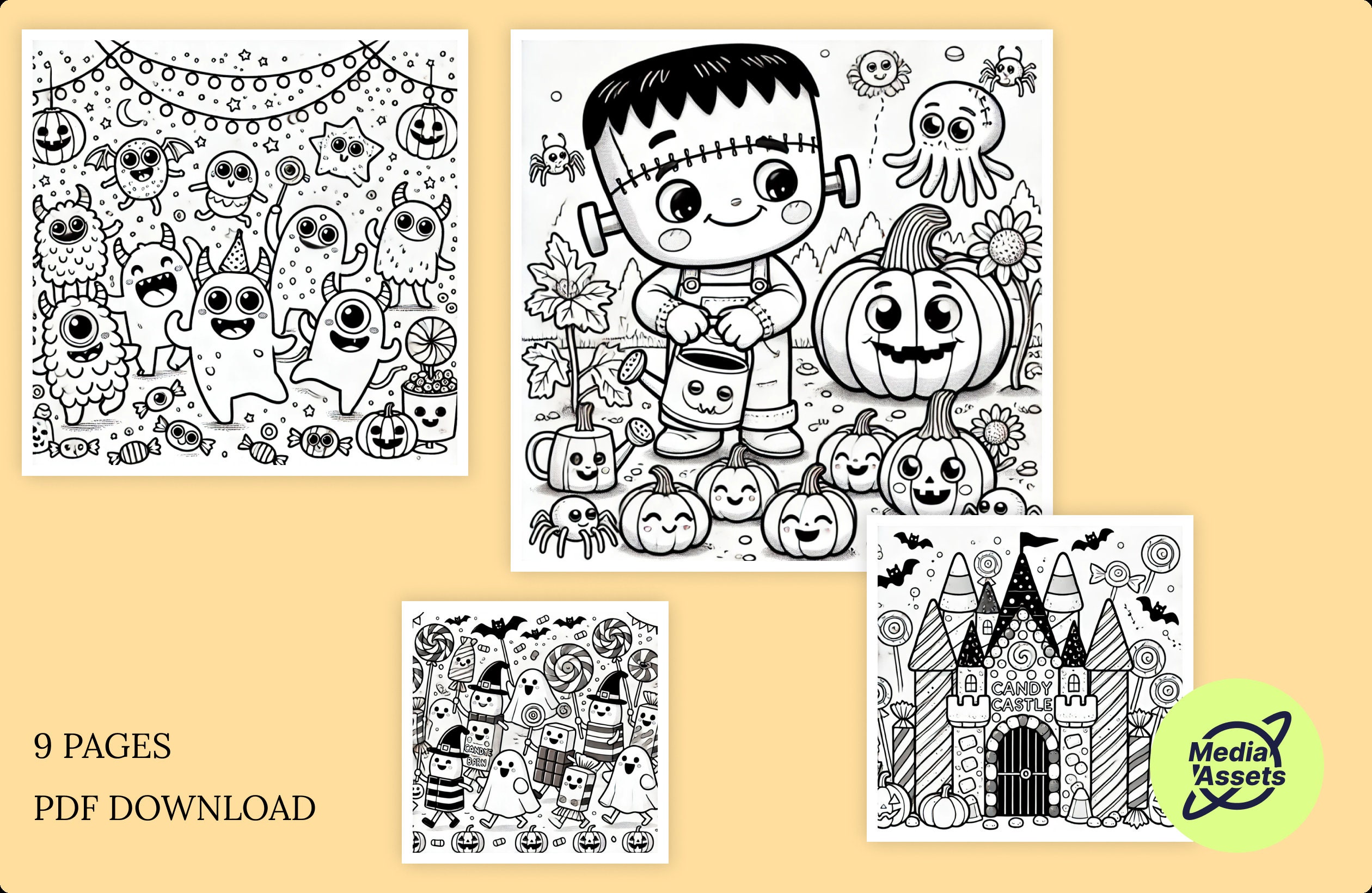 Spooky Cute 2!! Adorable Creepy Creatures Halloween Coloring Pages 9 ...