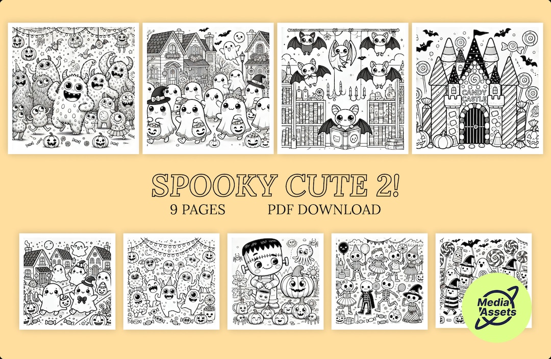 Spooky Cute 2!! Adorable Creepy Creatures Halloween Coloring Pages 9 ...