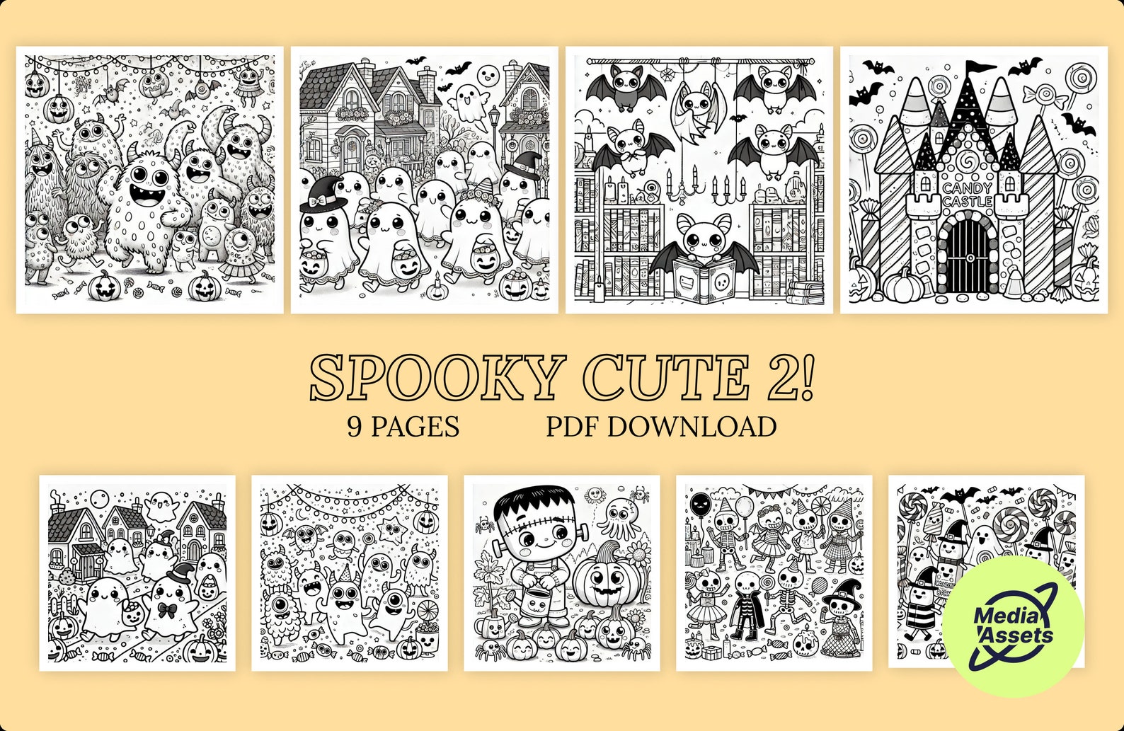 Spooky Cute 2!! Adorable Creepy Creatures Halloween Coloring Pages 9 ...