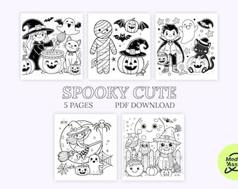 Spooky Cute 2!! Adorable Creepy Creatures Halloween Coloring Pages 9 ...
