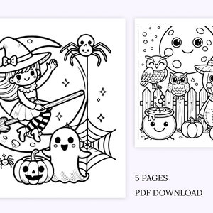 Spooky Cute: Adorable Creepy Creatures Halloween Coloring Pages 5 Pages ...