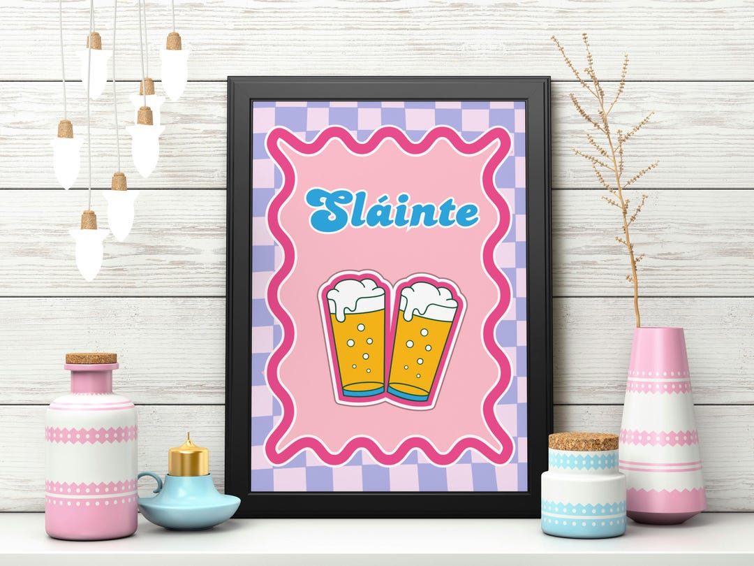 Sláinte Retro Style Poster A4 Digital Wall Print - Etsy