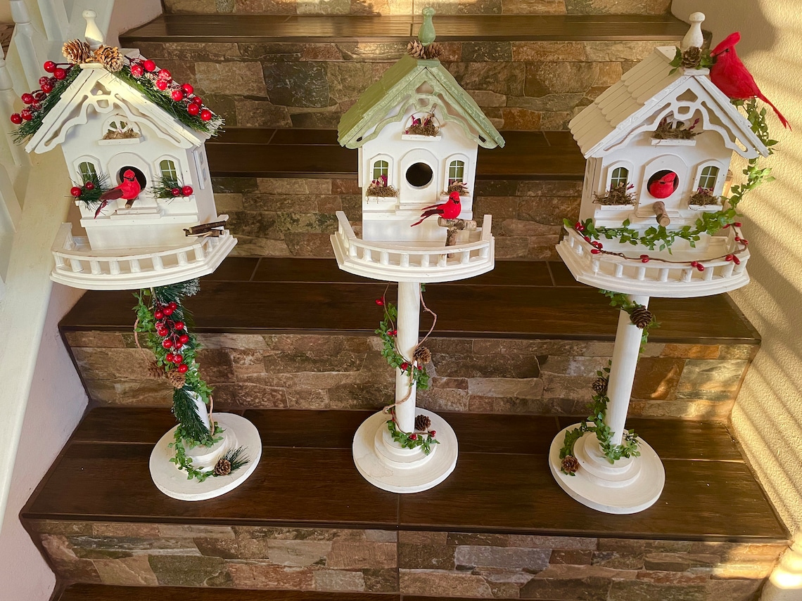 Christmas Bird House 27'' - Decorated Winter Bird House - Christmas ...