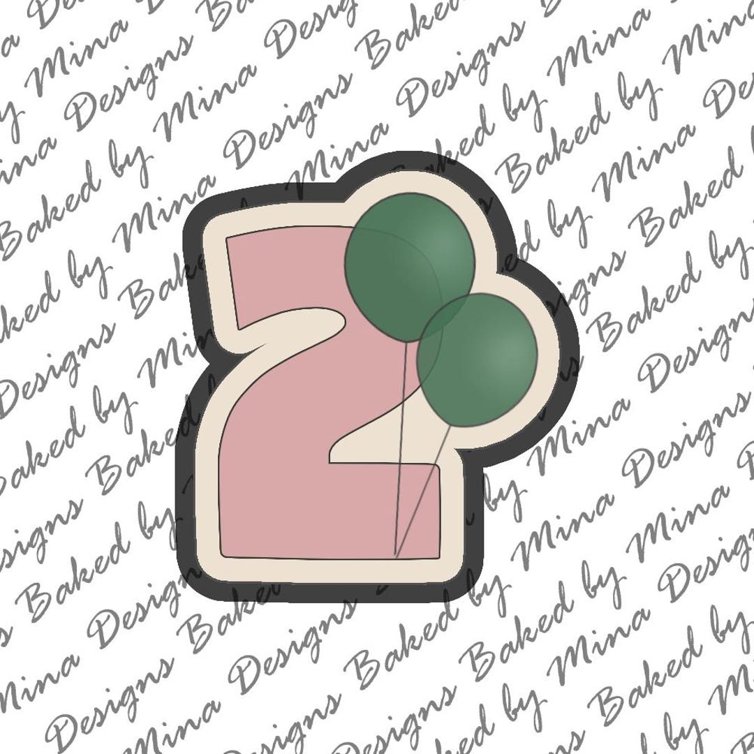 Number 2 With Balloons Cookie Cutter STL File | Digital Download ...