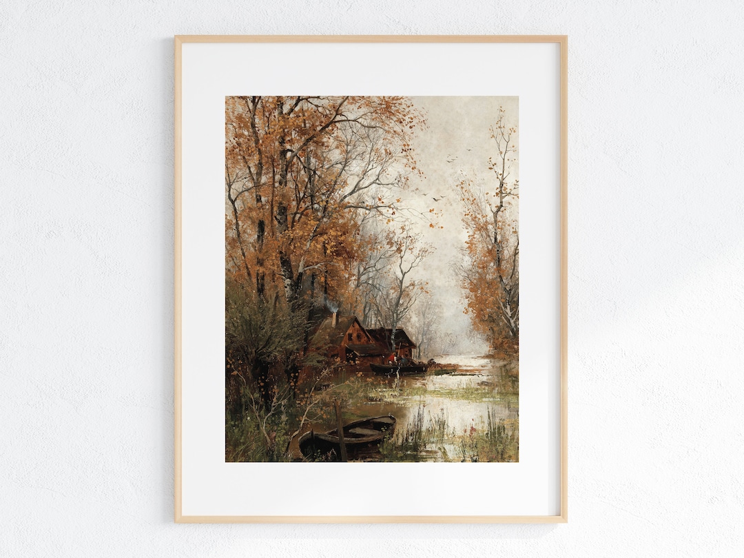 Vintage Fall Print, Fall Landscape Wall Art, Warm Tone Print, Vintage ...
