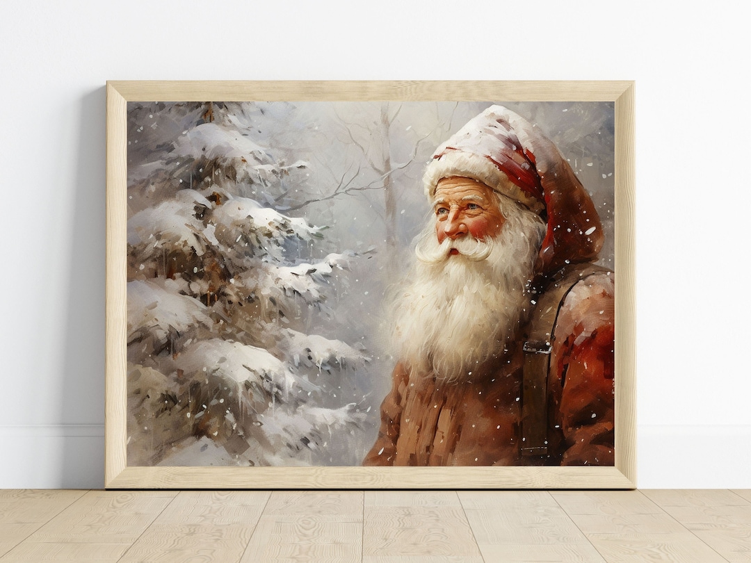 Printable Santa Claus Christmas Wall Art, Winter Print, Digital ...