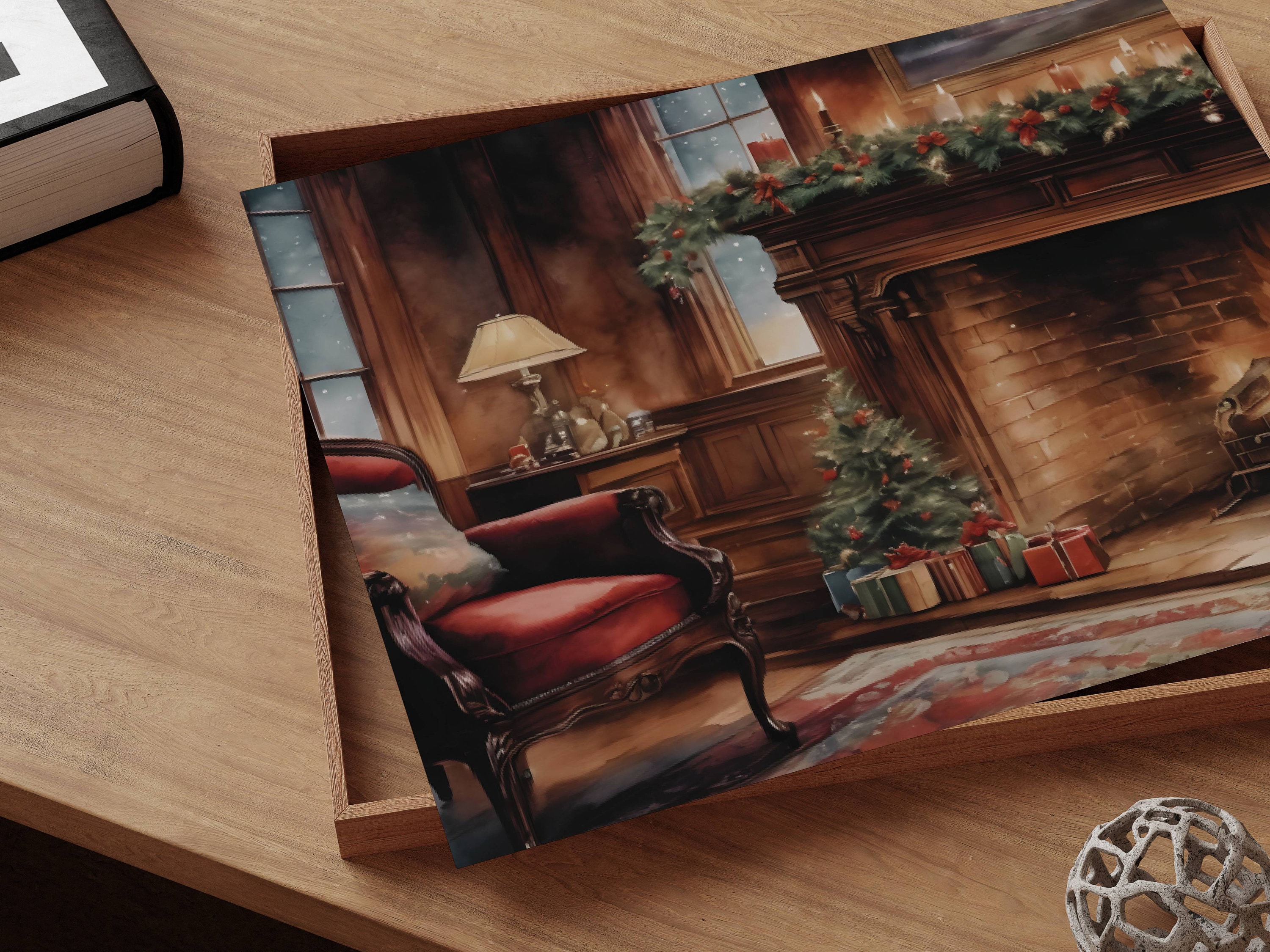 Printable Christmas Wall Art Fireplace Print Rustic - Etsy