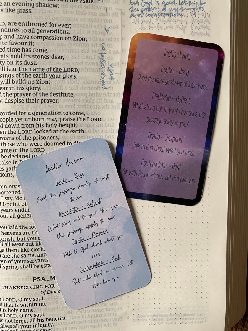 Lectio Divina Prayer Card - Catholic Bible Study Bookmark - Gift for ...