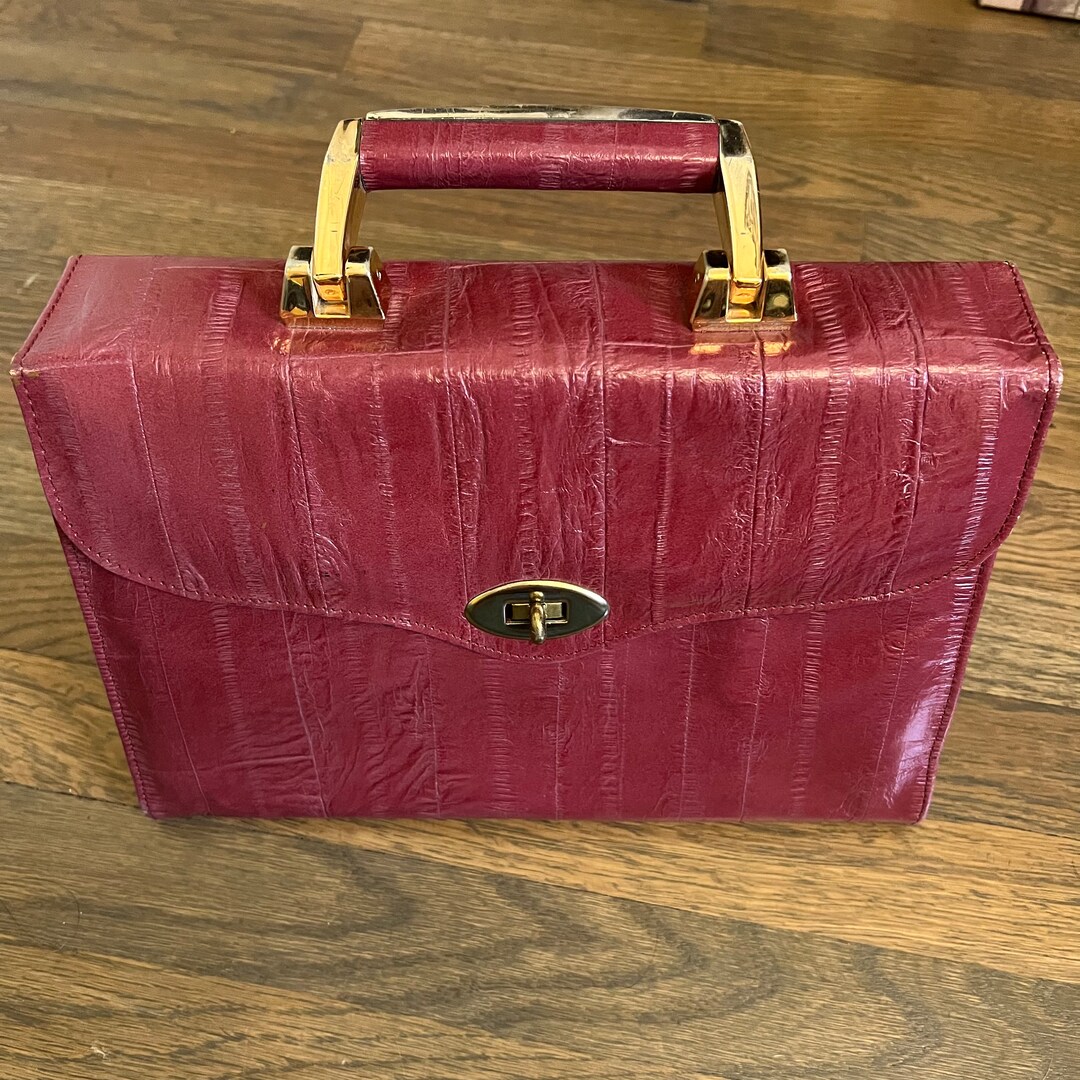 Vintage Red Leather Bag - Etsy