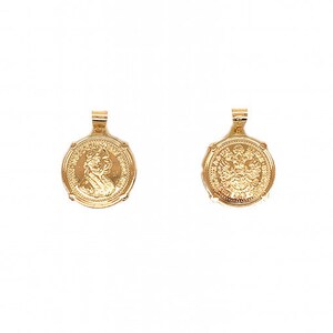18K Mens Necklace With Coin Charm, Gold Filled Rope Chain for Man ...