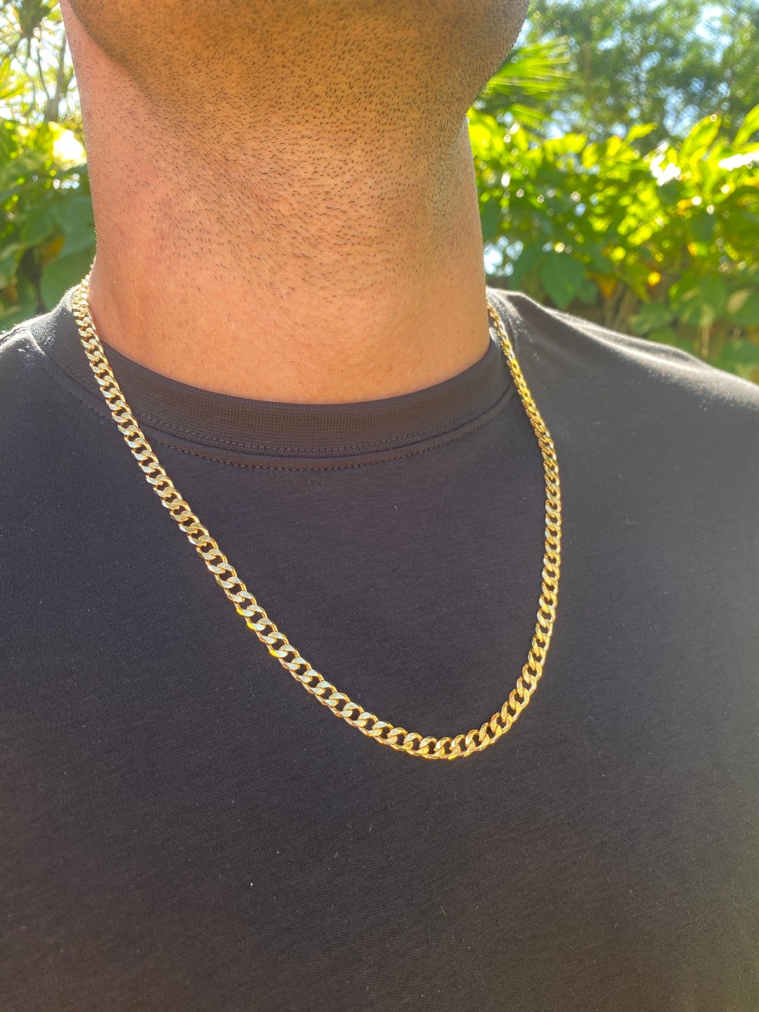 18K Cuban Link Chain for Men,thick Gold Mens Necklace,waterproof ...