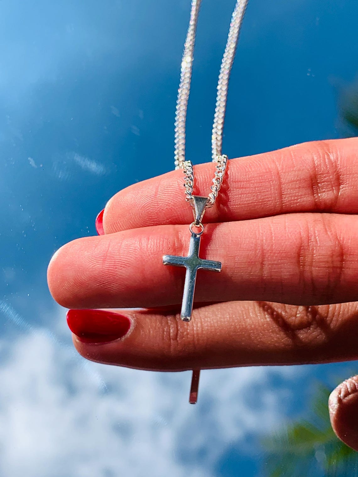 Sterling Silver Mens Cross Necklace, Christian Cross Chain, Cross ...
