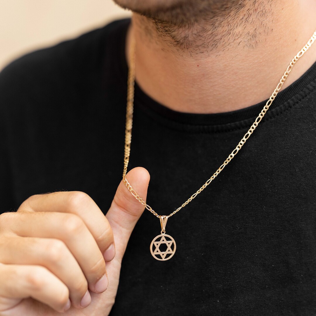 Mens Star of David Necklace, Mens Judaica Necklace, Magen David for Men ...