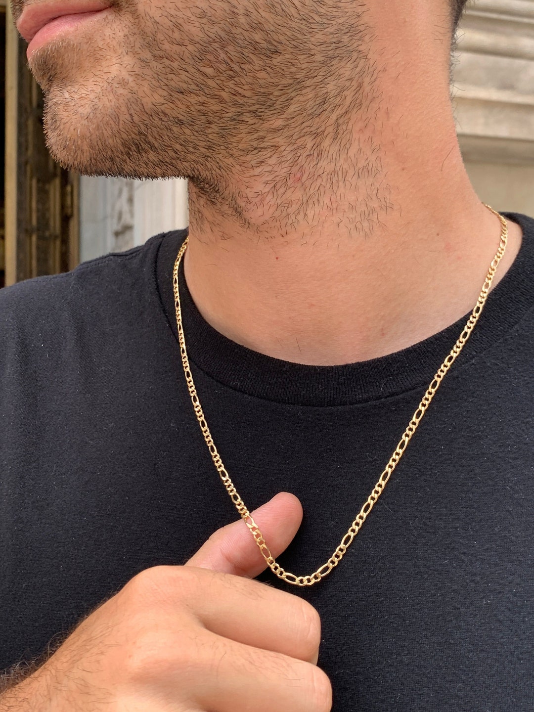 18K Gold Filled Figaro Chain, 3.5mm Mens Necklace, Long Chain, Layering ...