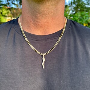 18K Italian Cornicello Necklace, Gold Filled Italian Amulet Necklace ...