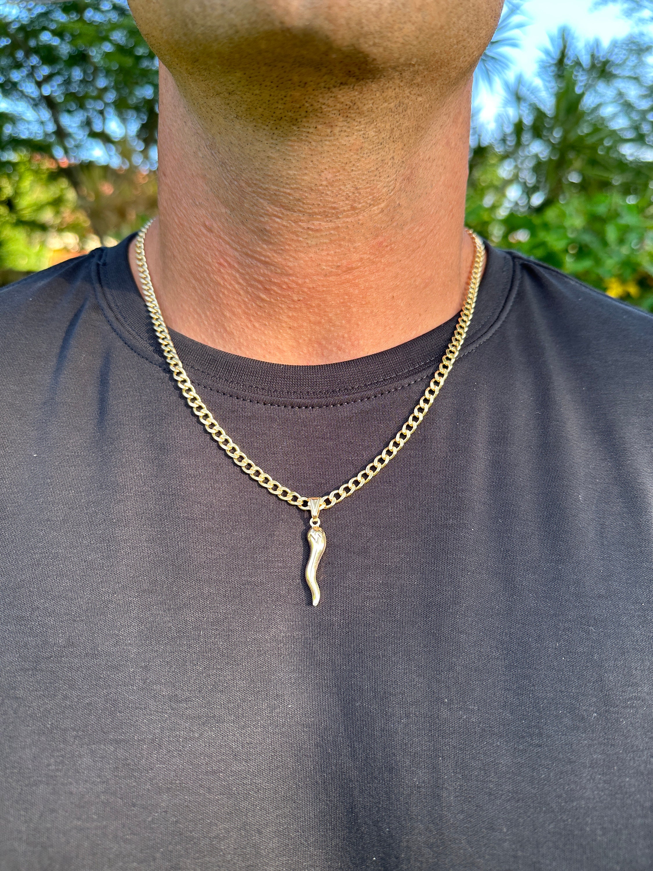 18K Italian Cornicello Necklace, Gold Filled Italian Amulet Necklace ...