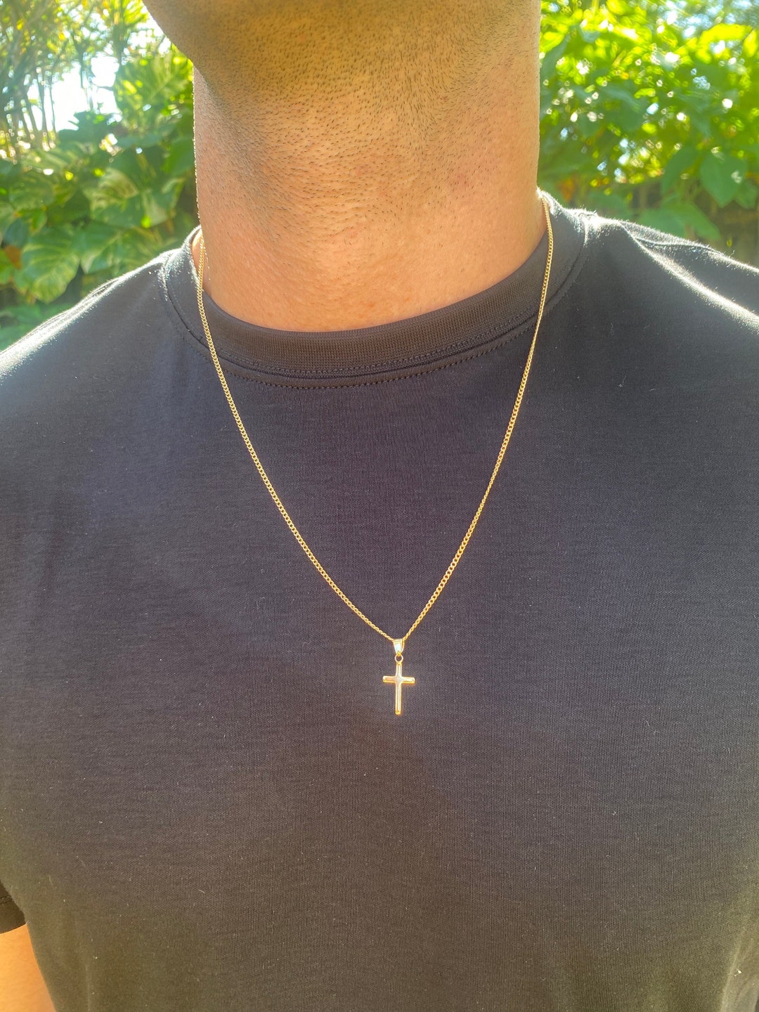 18K Men's Cross Necklace, Catholic Necklace, Cross Necklace, Religious ...