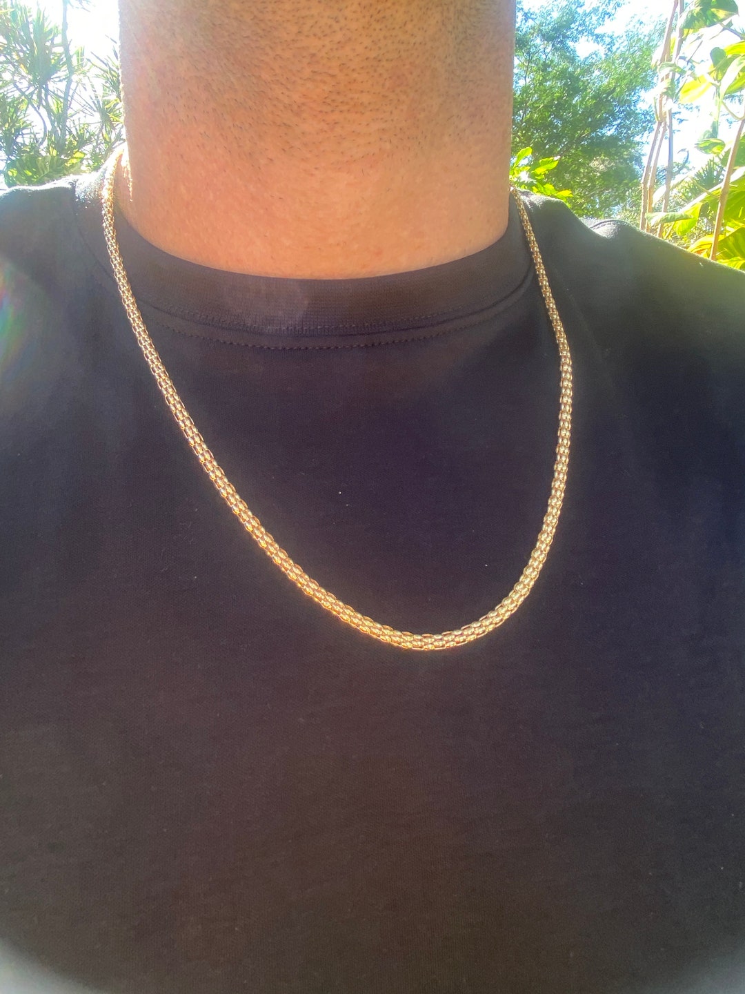 18K Thick Gold Chain for Men, Mens Necklace, Waterproof Necklace, Gold ...