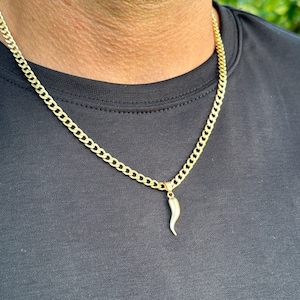 18K Italian Cornicello Necklace, Gold Filled Italian Amulet Necklace ...