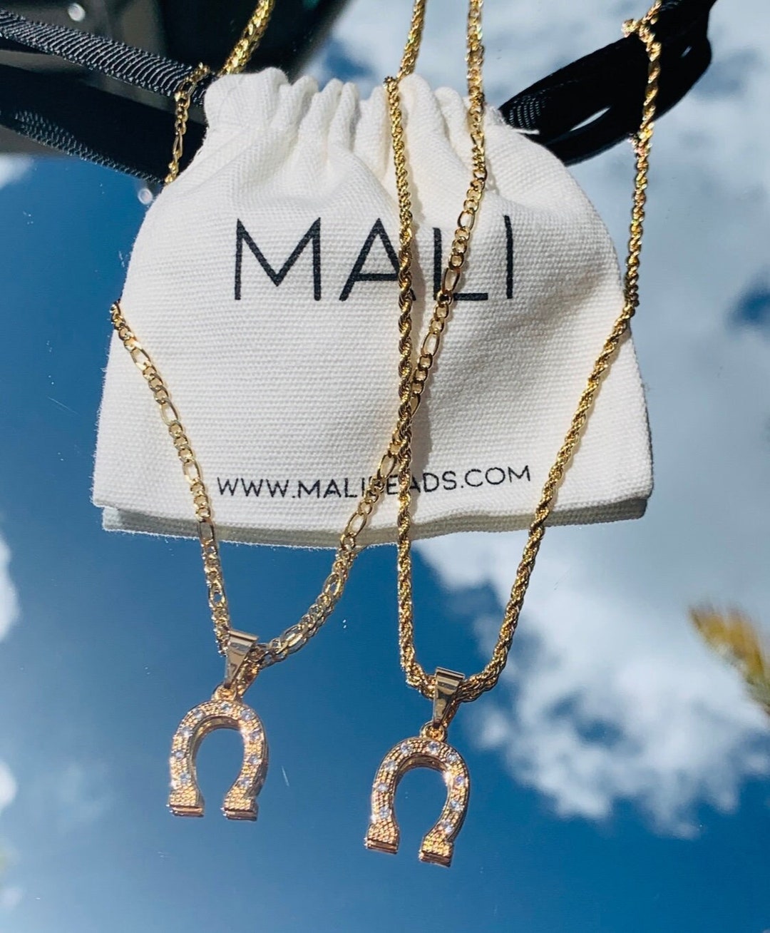 18K Mens Horseshoe Charm Necklace, Rodeo Charm Necklace, Horse Lover ...