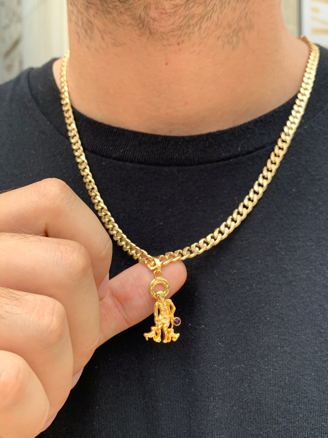 18K Men's San Lazaro Chain. St. Lazarus Necklace, Catholic Necklace ...