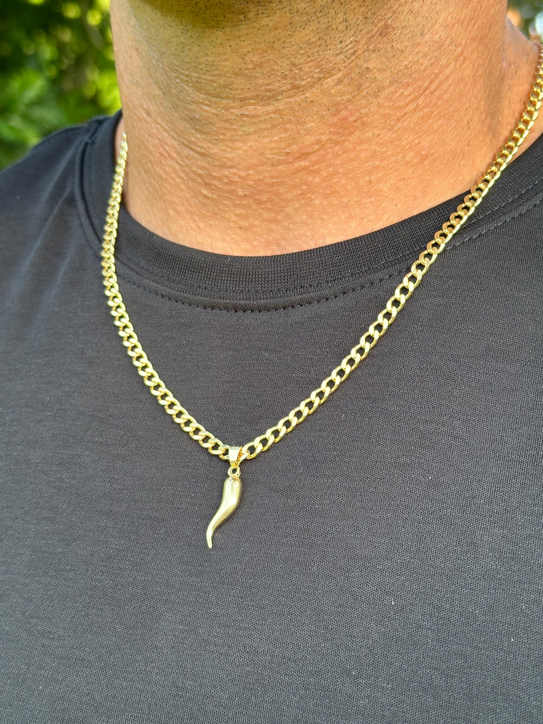 18K Italian Cornicello Necklace, Gold Filled Italian Amulet Necklace ...